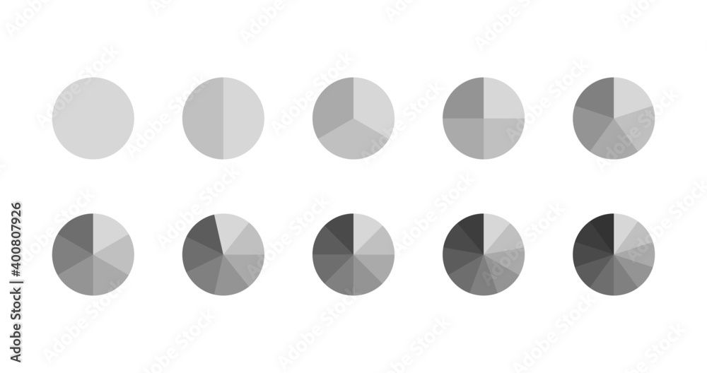 Circle chart section segments set vector diagram segments pie template ...