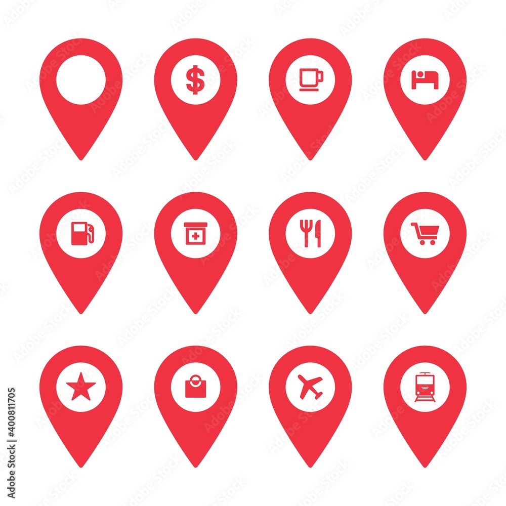 Collection of location pin icon vector illustration. Pin maps ...