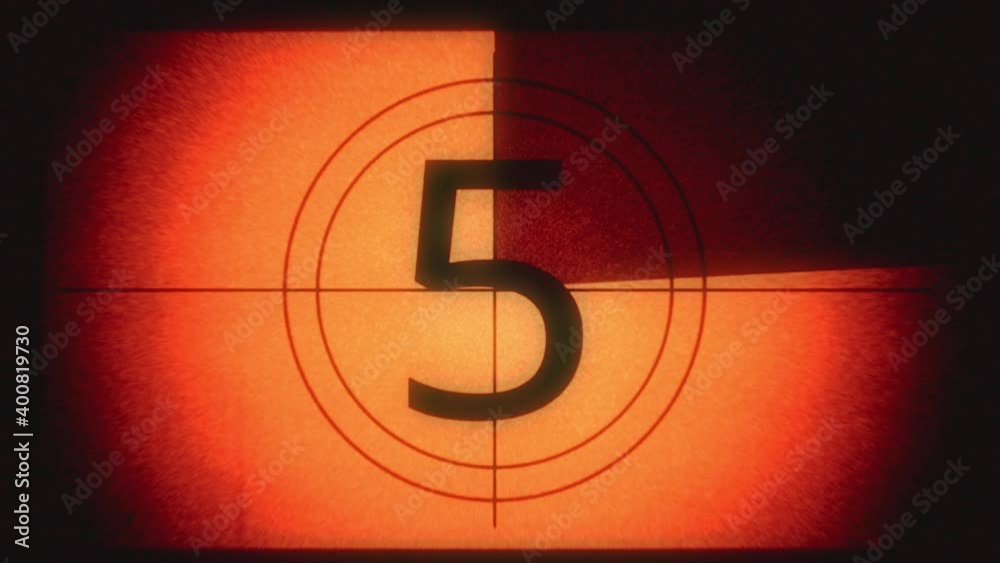 Film leader vintage clip. Black vignette frame. Timer or counter from 9 ...