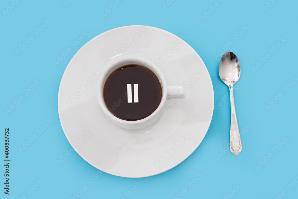 Coffee break. top view, close-up. Coffee pause icon. Pause, break ...