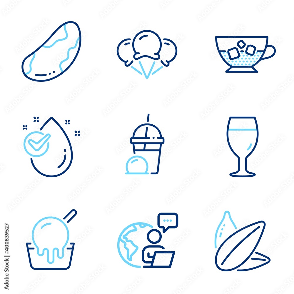 Food and drink icons set. Included icon as Sunflower seed, Cold coffee ...