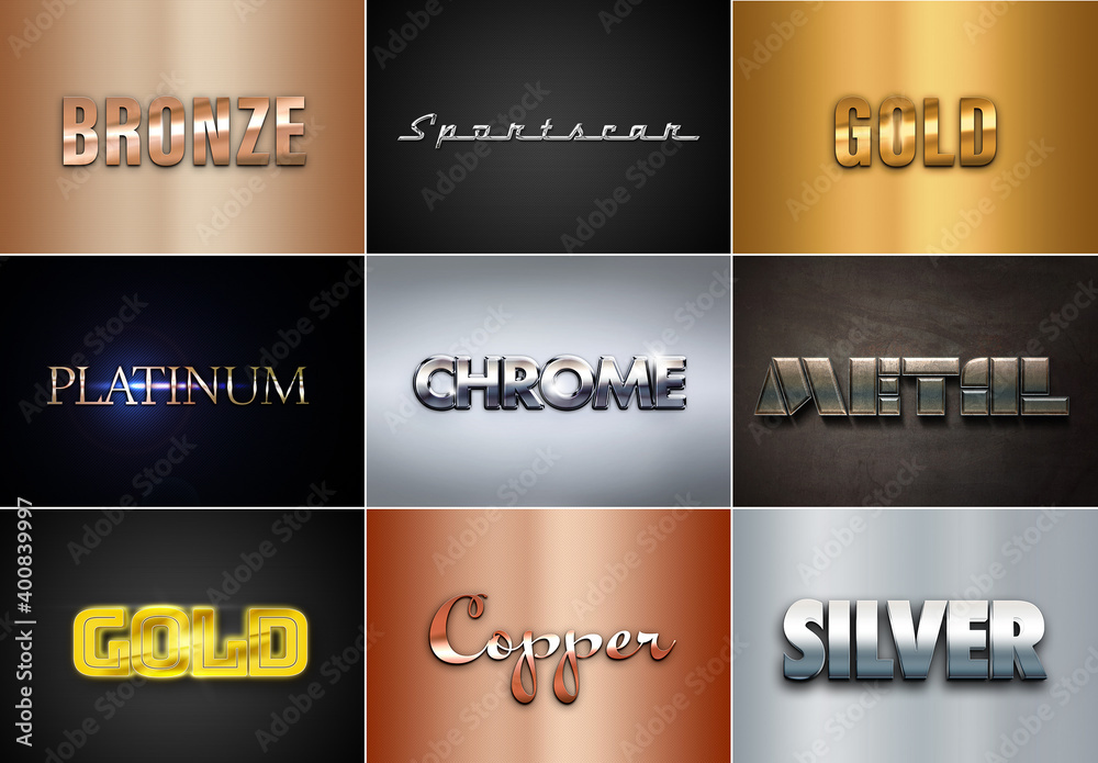 Metal Text Effects Mockup Collection Stock Template | Adobe Stock