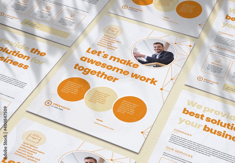 Flyer Layouts with Abstract Low Poly Line Elements Stock Template ...