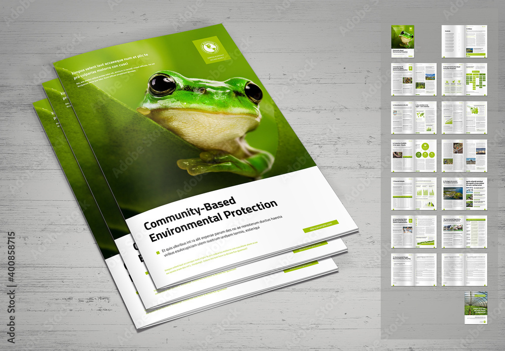 Ecological Report Layout with Green Elements Stock Template | Adobe Stock