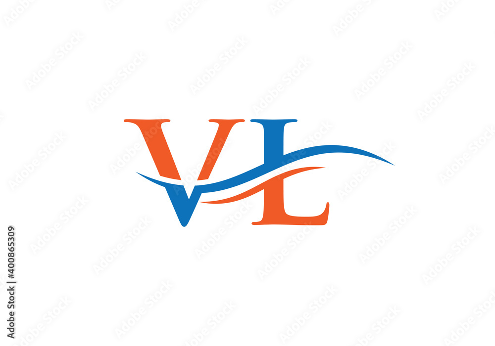 Premium Letter VL Logo Design with water wave concept. VL letter logo ...