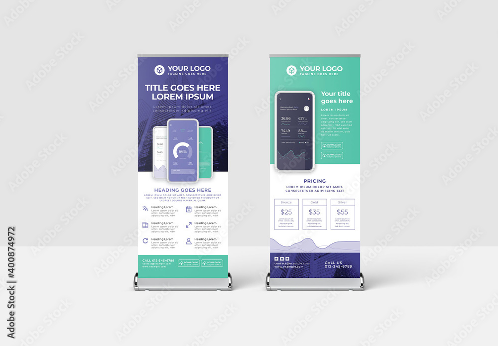 Modern Business Banner for Mobile Application Advertisement Stock ...