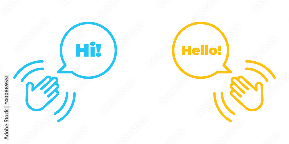 Vetor do Stock: Hand wave or waving hi or hello gesture line art vector ...