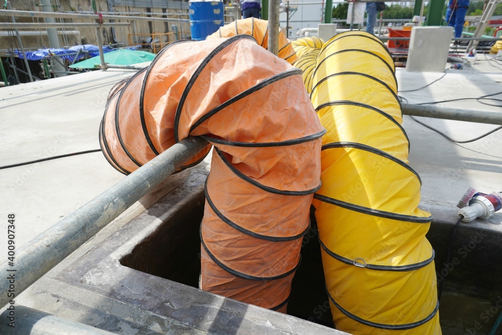 Flexible air duct for ventilation from confined spaces in the ...