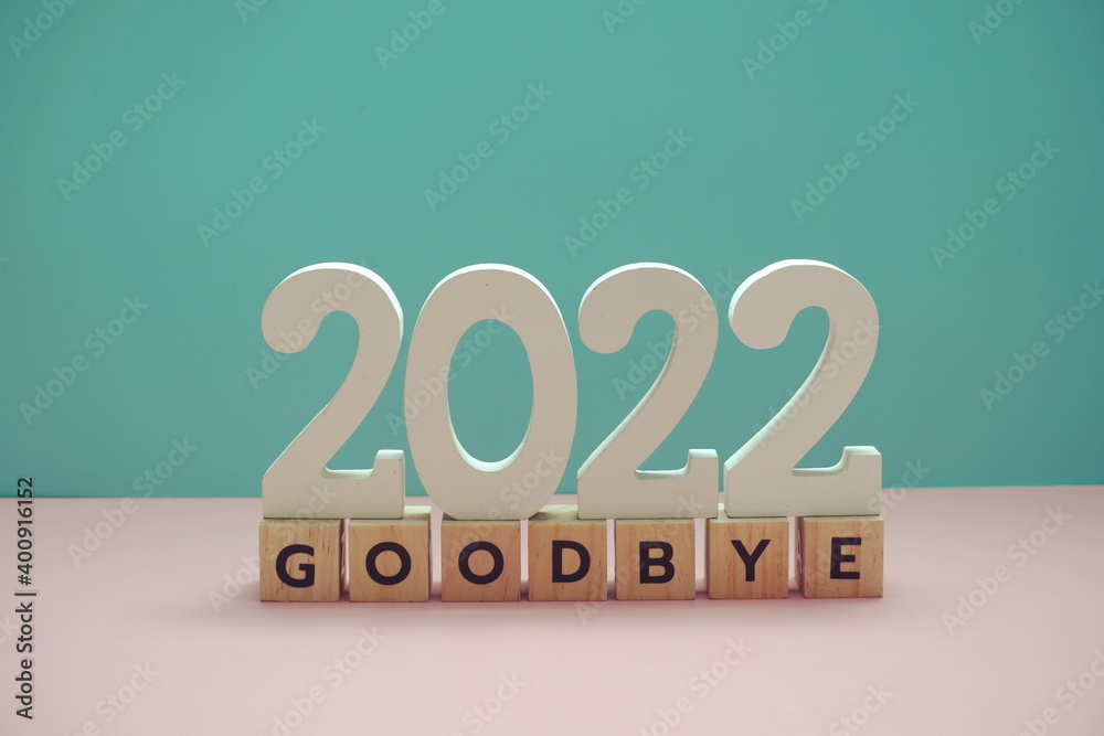 Goodbye 2022 alphabet letter on blue and pink background Stock Photo ...