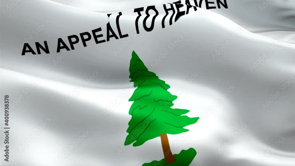 American Revolution Battle Pine Tree flag waving video in wind footage ...
