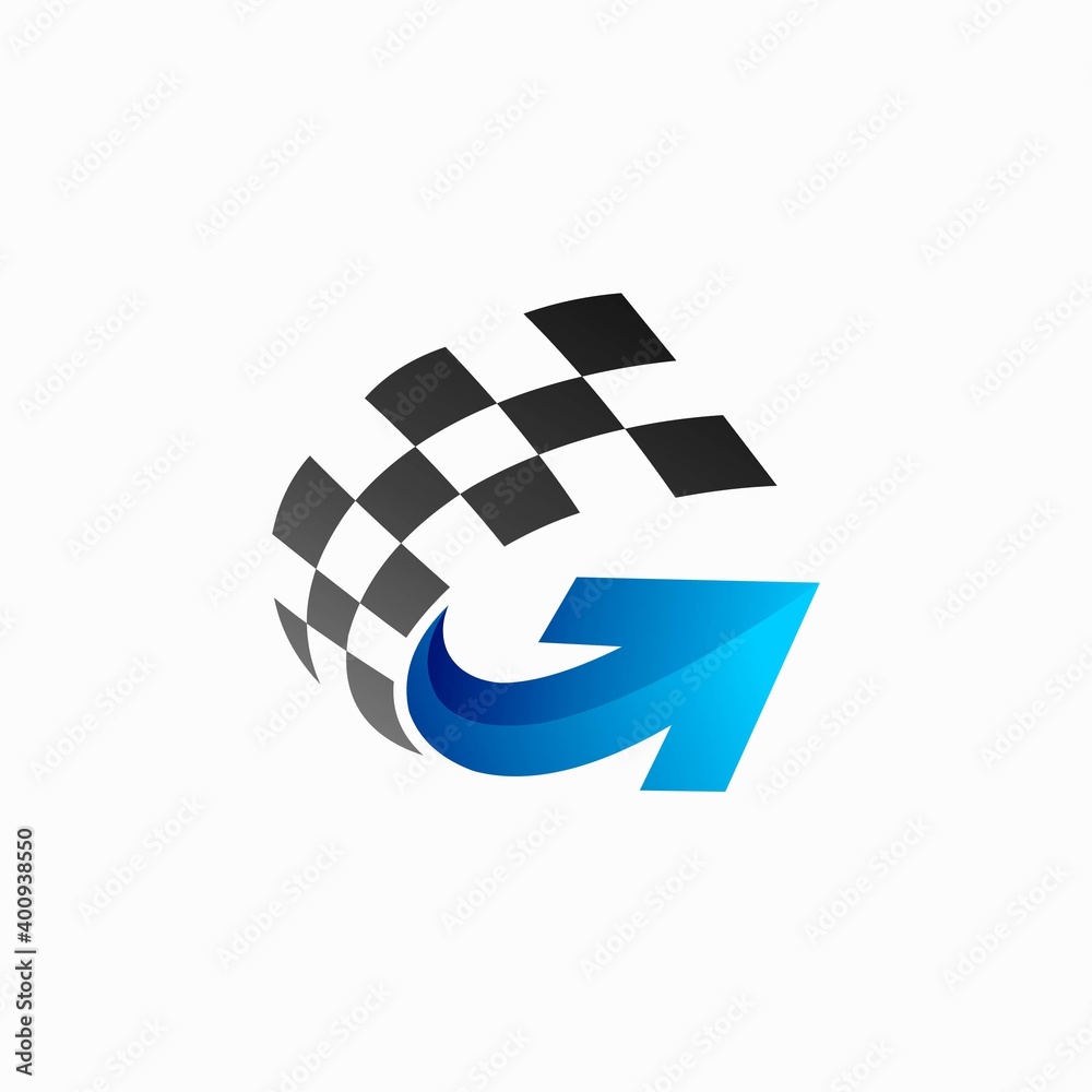 racing flag vector with arrow concept, letter g logo design Stock ...