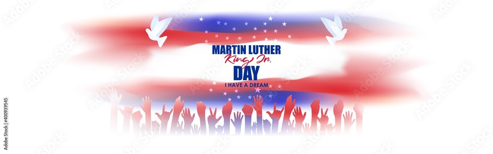 Vector illustration of Martin Luther King Jr. Day banner with, pigeon ...