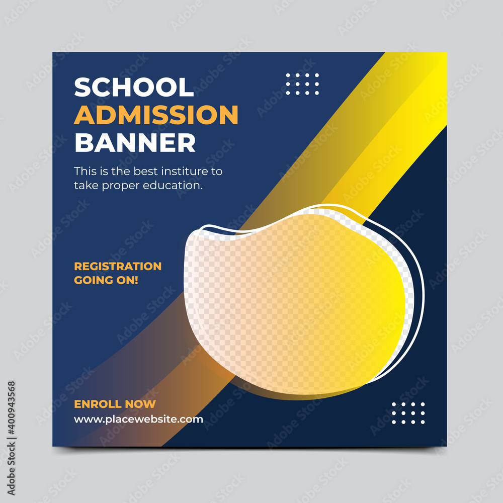 Back to school admission offer social media banner design, school ...