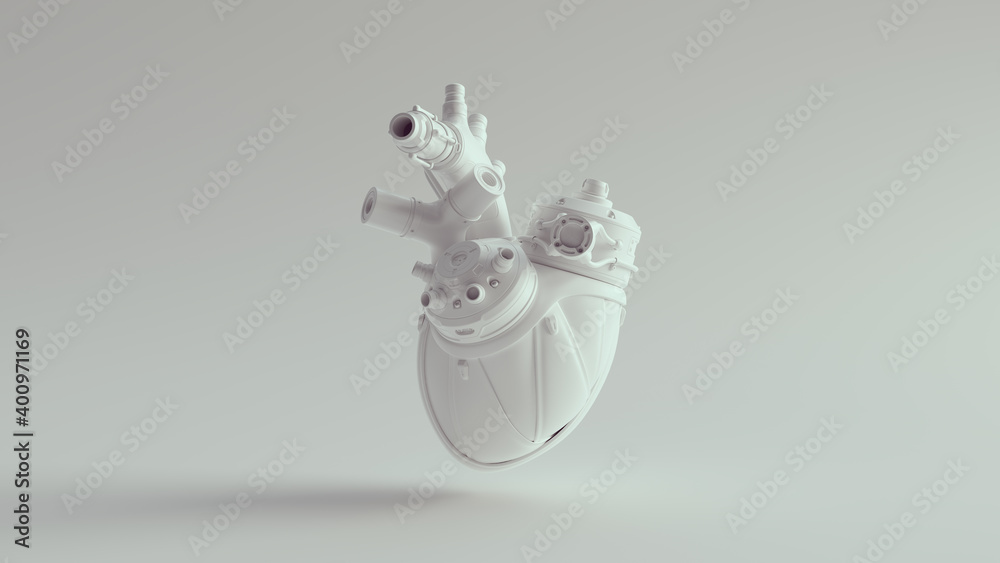 Human Artificial Cyborg Heart Pure White Anatomical Model 3d ...