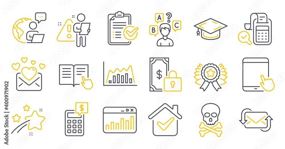 Set of Education icons, such as Marketing statistics, Tablet pc, Winner ...