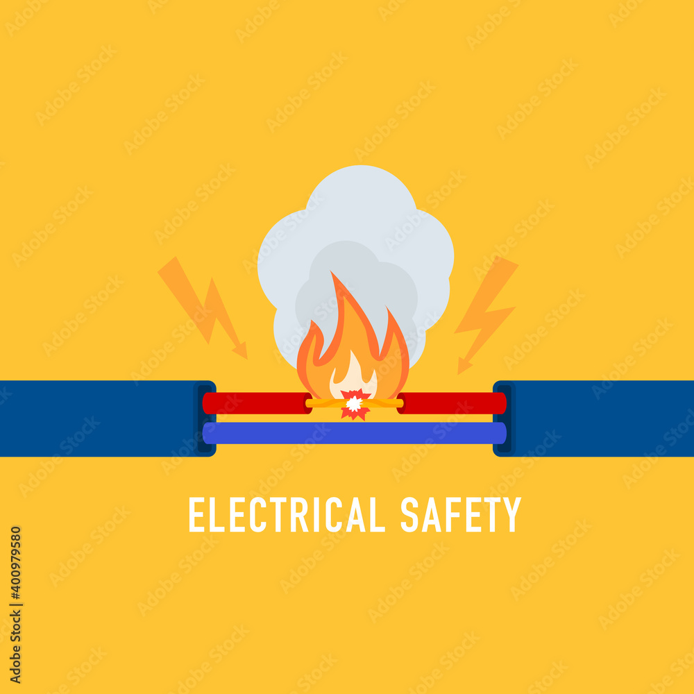 Wire is burning. Vector illustration Stock Vector | Adobe Stock