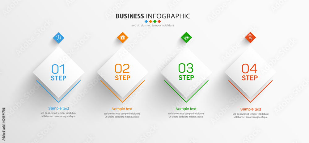 Vector infographic template with 4 options, workflow, process chart ...