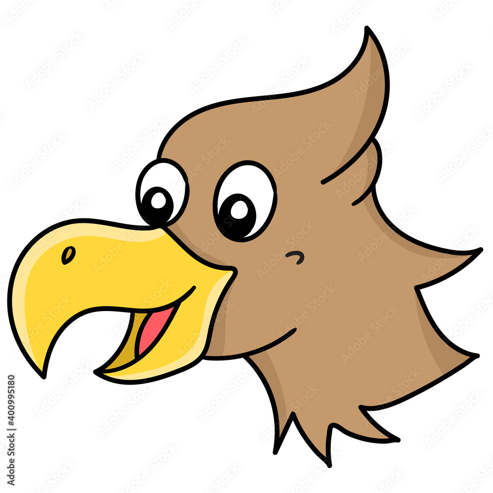 smiling eagle head emoticon, doodle kawaii. doodle icon image Stock ...