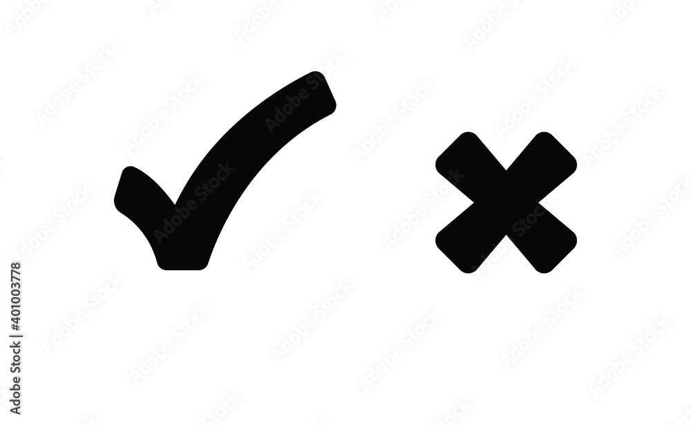 Check mark icons. Green tick and red x. Symbols of approval. Stock ...