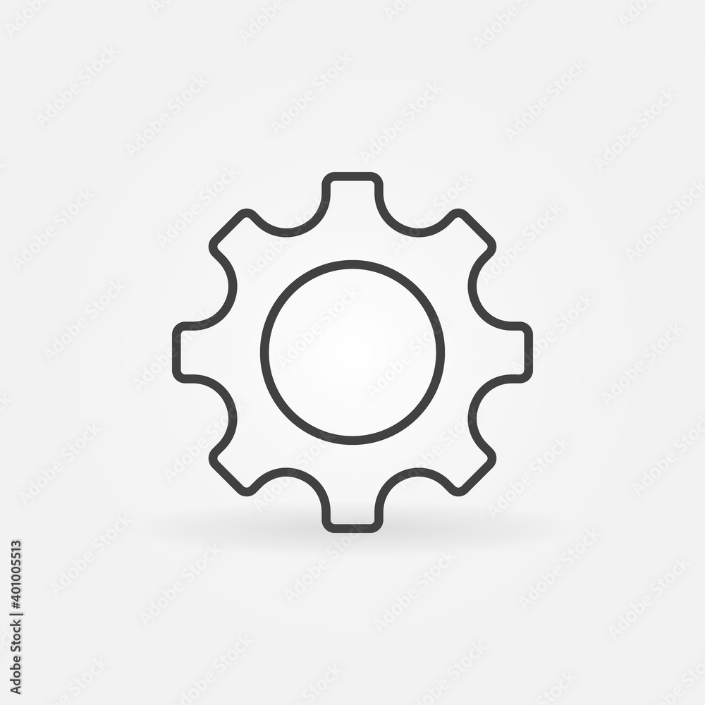 Simple Gear or Cog Wheel vector concept icon or symbol in thin line ...
