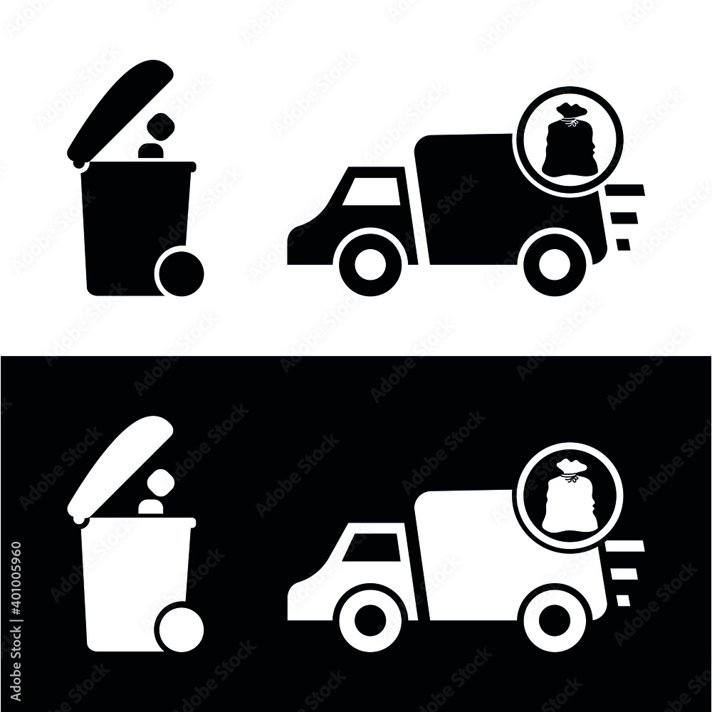Vector image. Different garbage and recycling pictograms. Trash bins ...