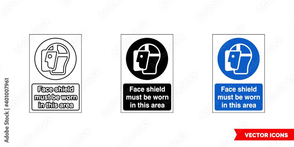 Vetor de Mandatory signs face shield must be worn in this area icon of ...