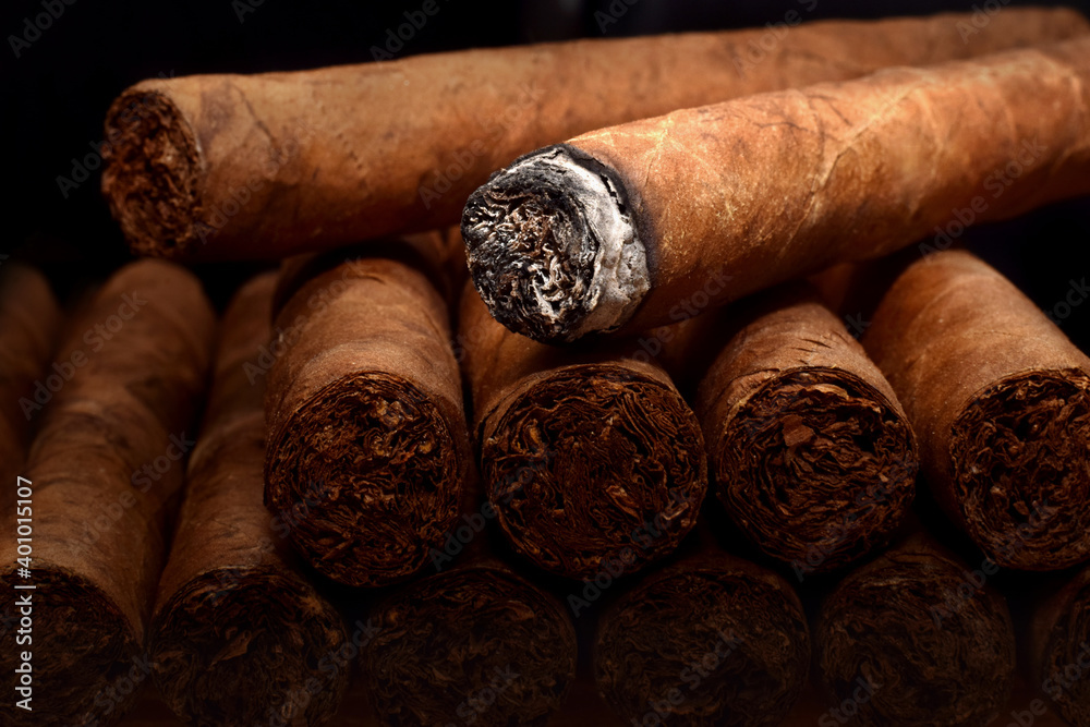 Tobacco cuban havana cigars romeo and julia burned with ash. Beautiful ...