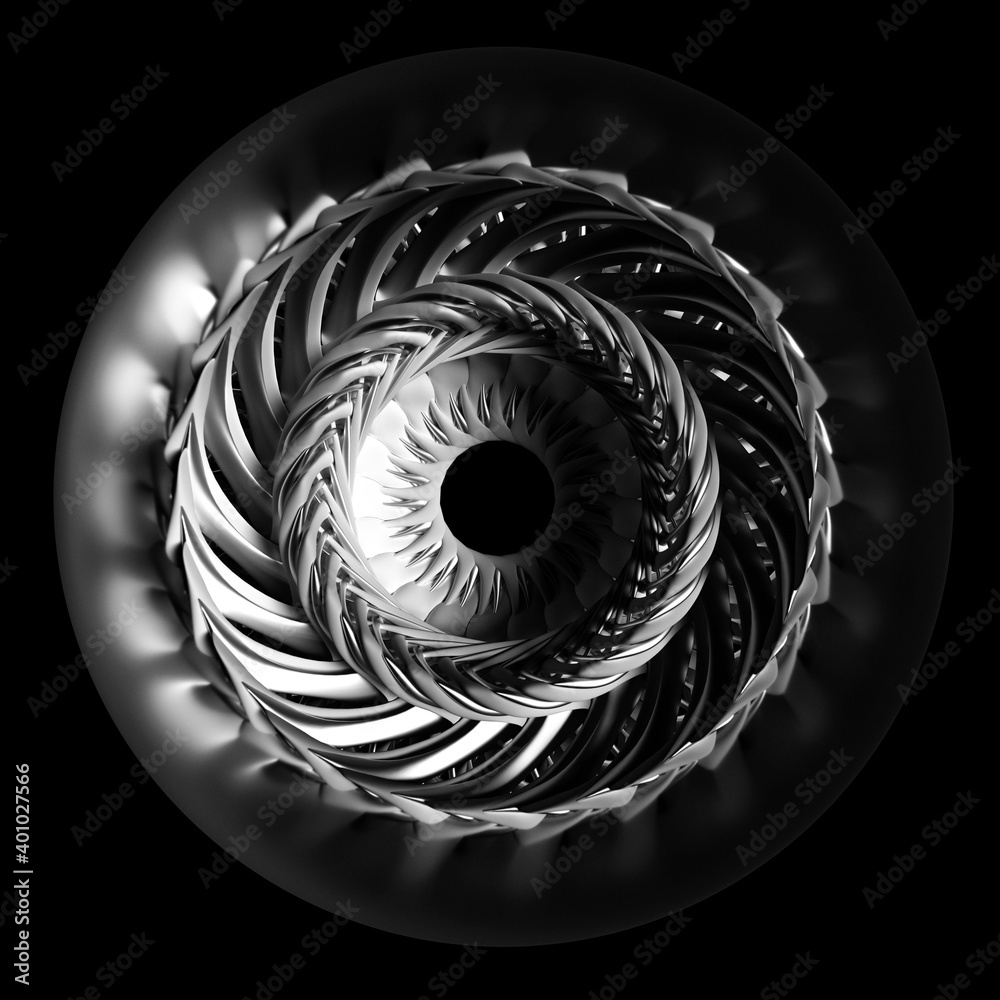 3d render with black and white monochrome abstract art surreal glass ...