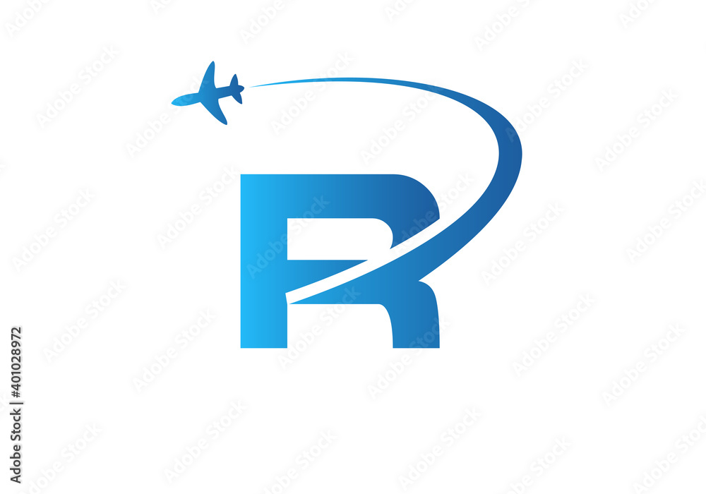 Modern Air Travel Logo Design with R letter. R letter Concept air plane ...