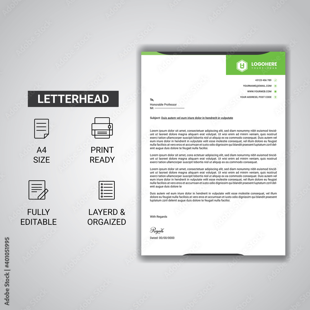 Professional corporate modern identity letterhead presentation a4 size ...