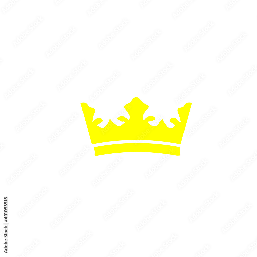 Royal crown icon. Yellow corona, diadem vector illustration on white ...