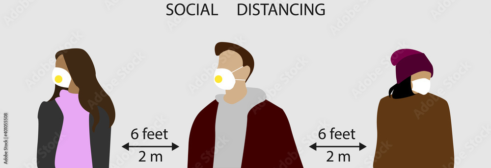 Social distancing,keep distance concept. Man and woman keeping distance ...