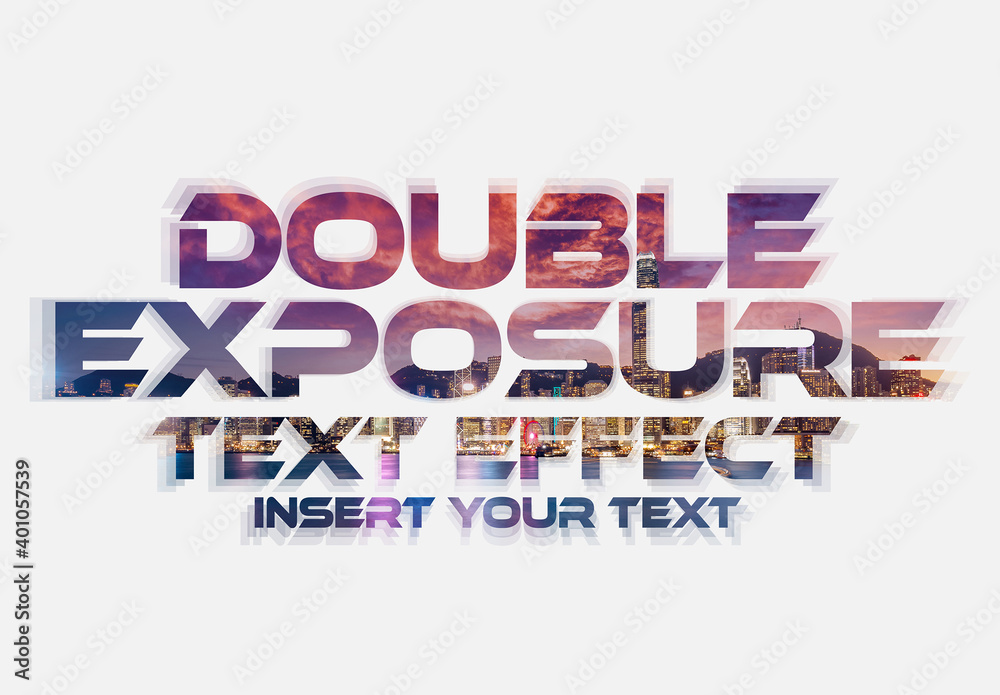 Double Exposure Text Effect Mockup Stock Template | Adobe Stock