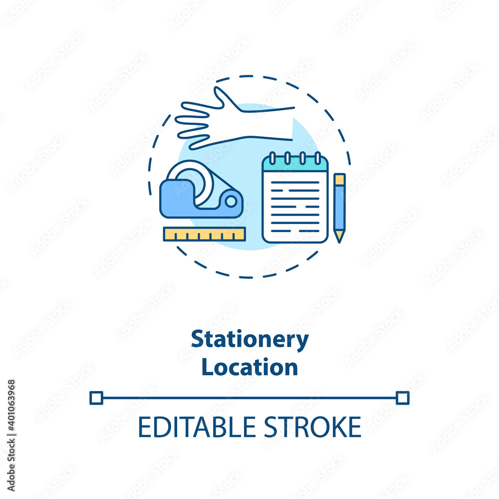 Stationery location concept icon. Office ergonomics tip idea thin line ...