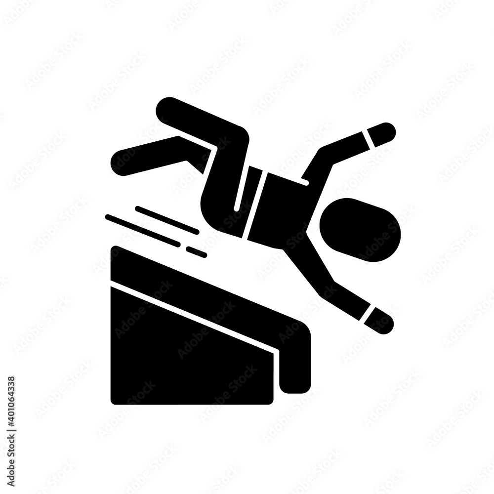 Falling from height black glyph icon. Fall risks. Home accidents ...