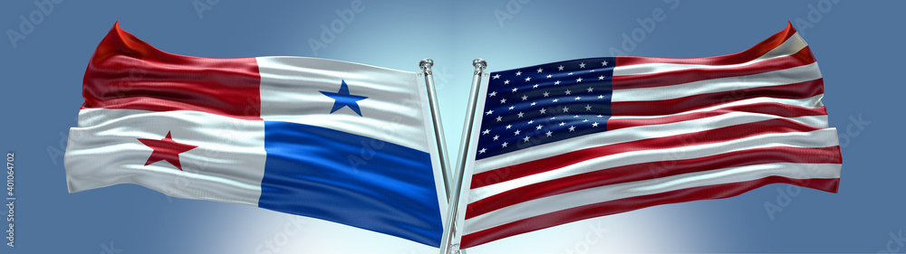Double Flag United States of America vs Panama flag waving flag with ...