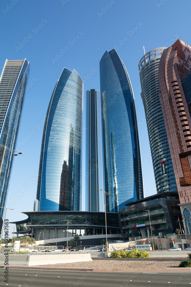 ABU DHABI, UNITED ARAB EMIRATES - DECEMBER 4, 2016: Etihad Towers in ...