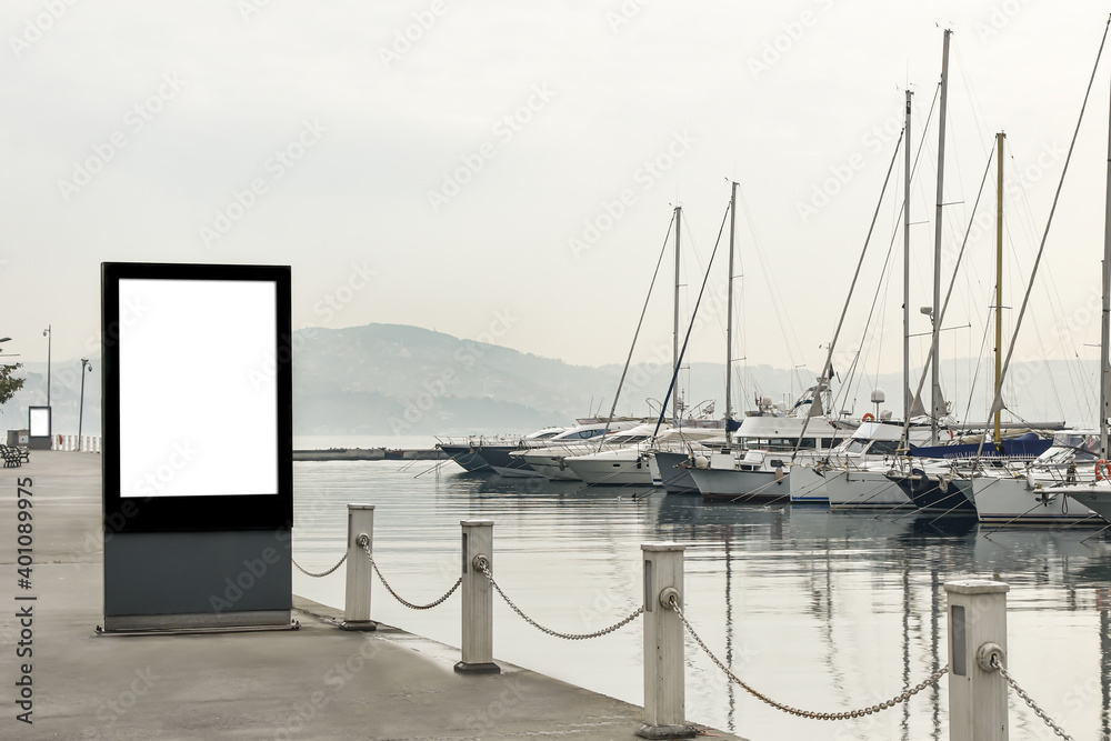 Blank billboard mock up, public information board with copy space on ...