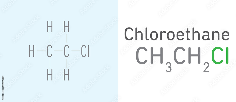 Vetor do Stock: Chloroethane (CH3CH2CI) gas molecule.Stick model ...