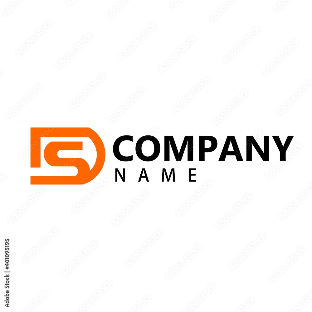 the initials D and S logo in orange. flat and abstract logo design ...