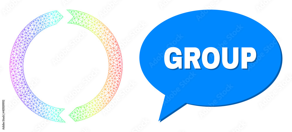 Vetor de Group and rotation vector. Spectrum colorful network rotation ...