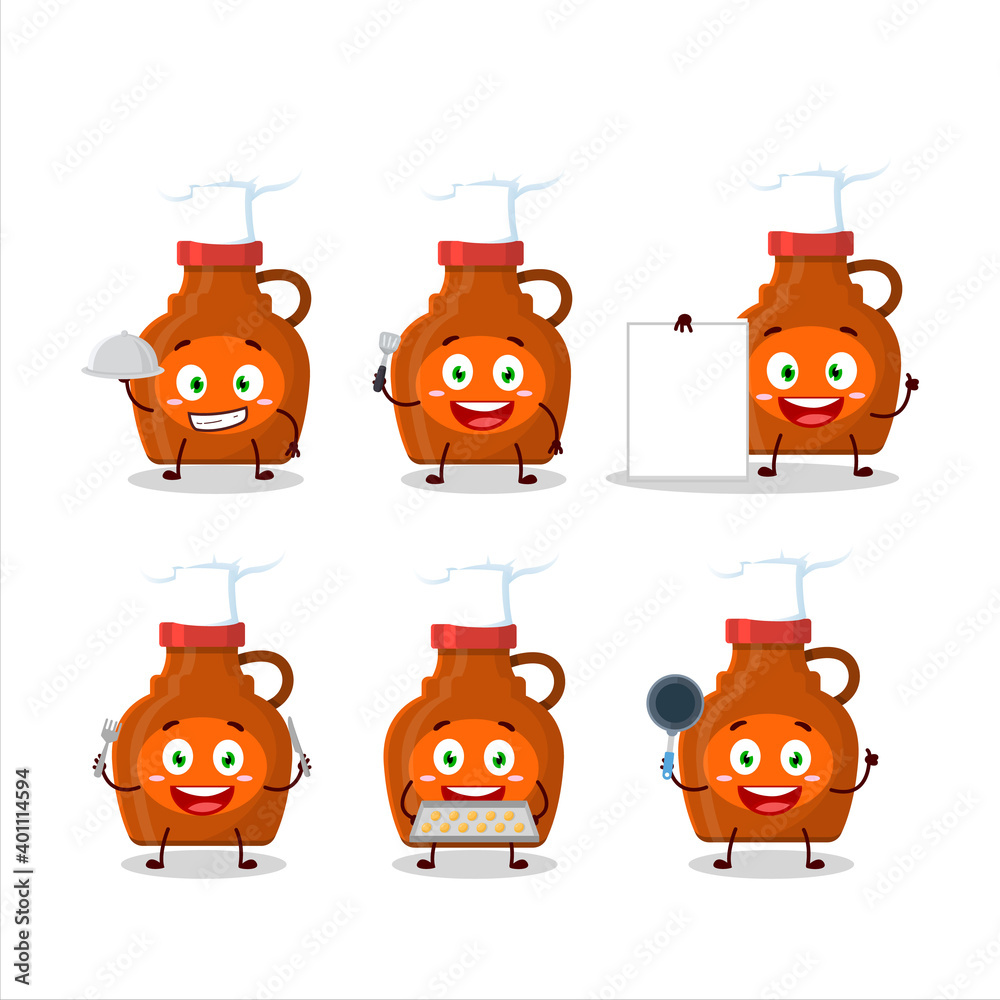 Cartoon character of maple syrup with various chef emoticons Stock ...