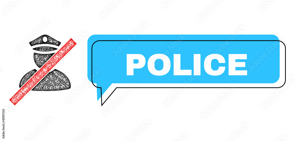 Conversation Police blue bubble frame and crossing mesh wrong police ...