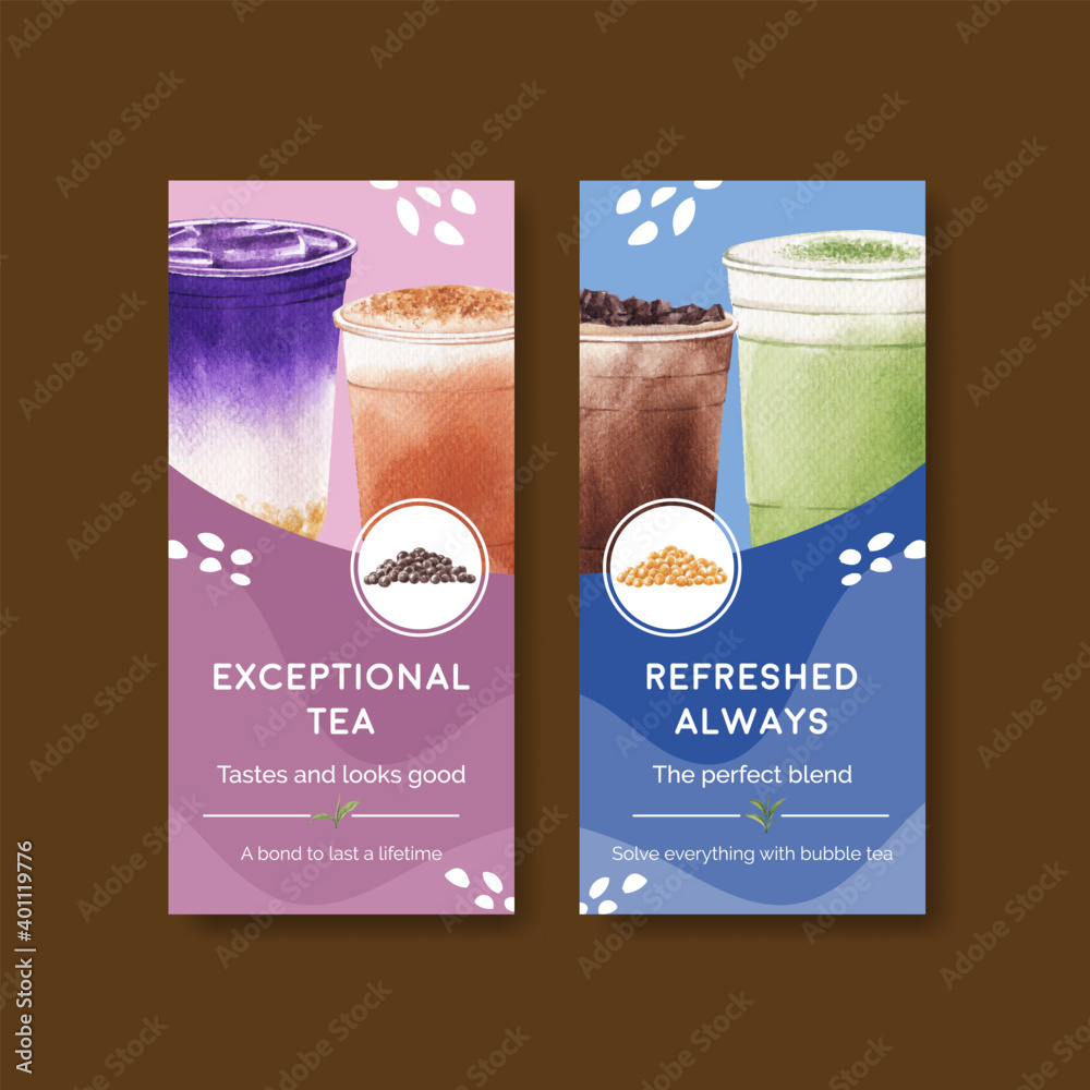 Flyer template with bubble milk tea concept design for brochure and ...