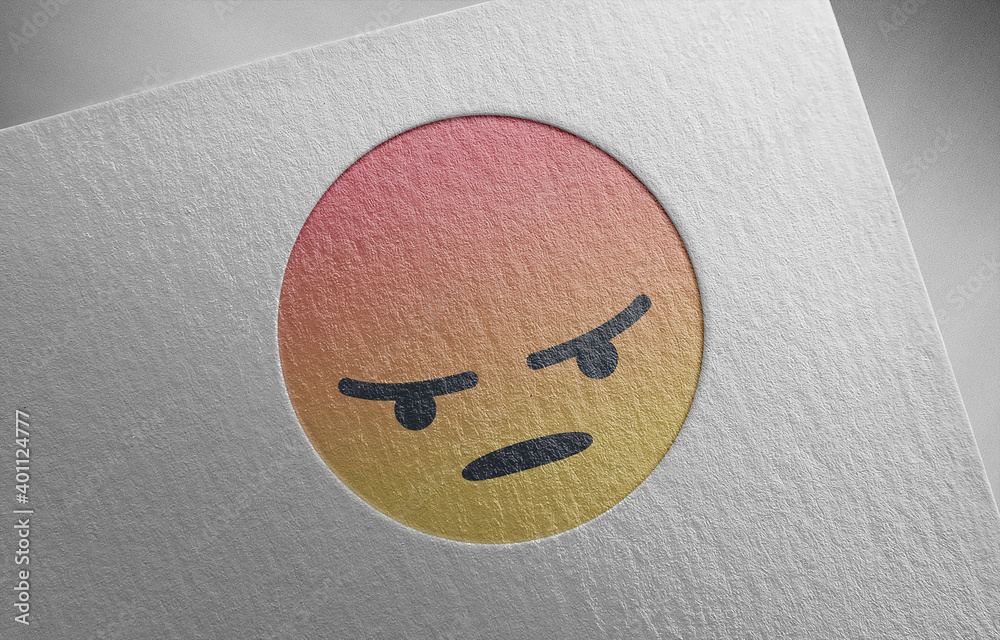 Facebook angry emojis on paper texture logo illustration Stock Photo ...