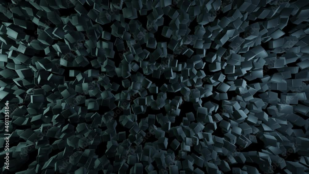 Vídeo do Stock: 3d abstract dark geometric bg with gray cubes flash ...