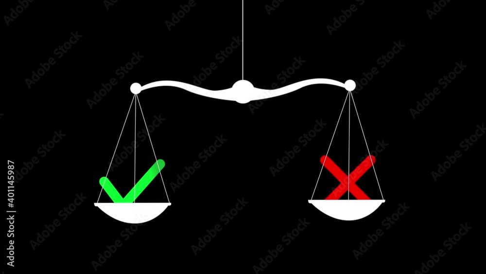 Hanging Balance Scale with Check List Black and White Seamless loops 4K ...