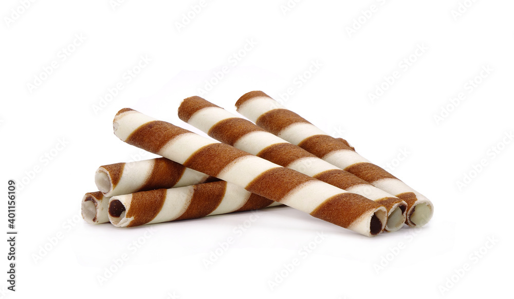Wafer sticks isolated on white background. Chocolate wafer sticks ...