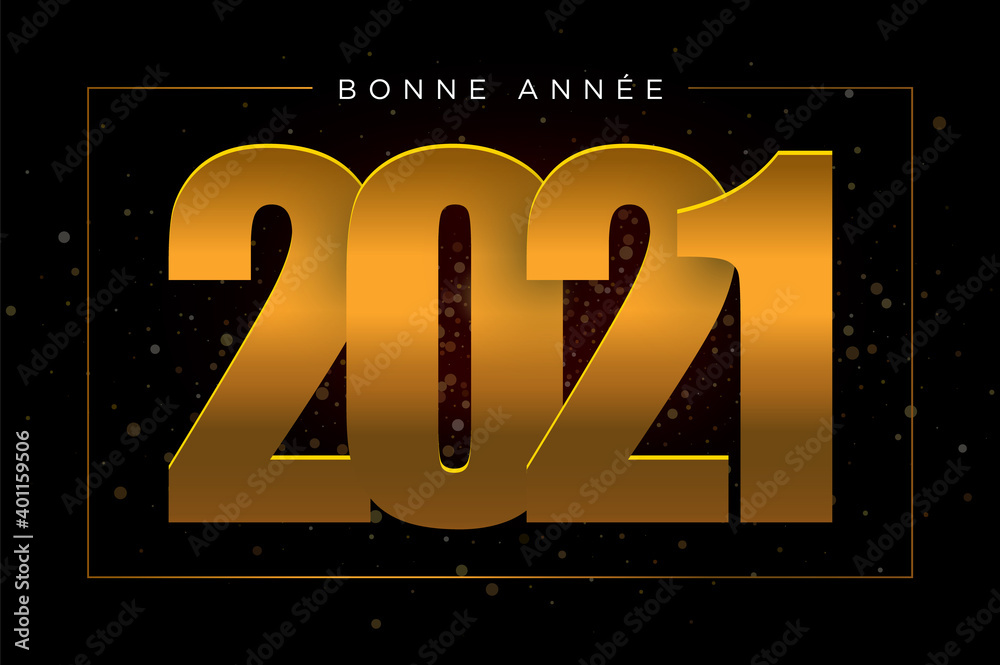 We wish you a Happy New Year 2021 lettering handwritten gold and black ...