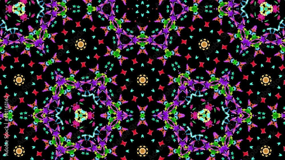 Looped abstract symmetrical background, 3d elements light up like bulbs ...